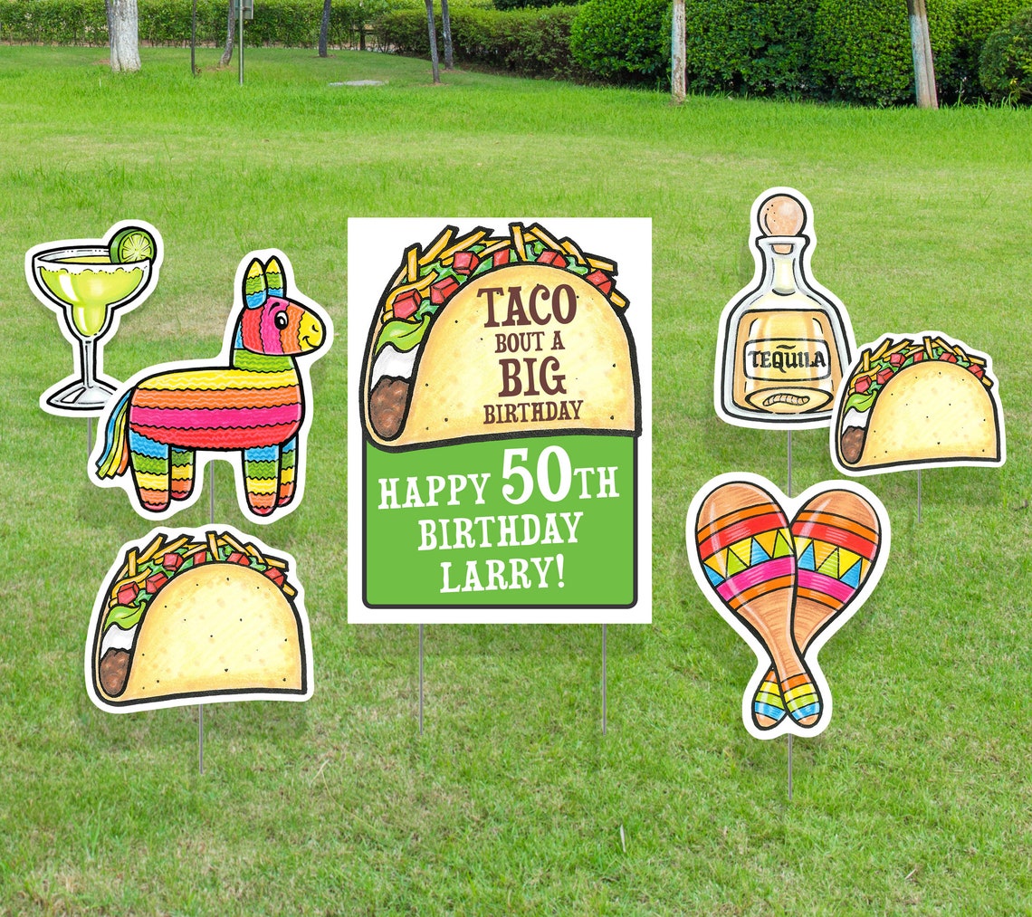 Tacos & Tequila Birthday Yard Sign, Custom Lawn Signs, Outdoor Party ...