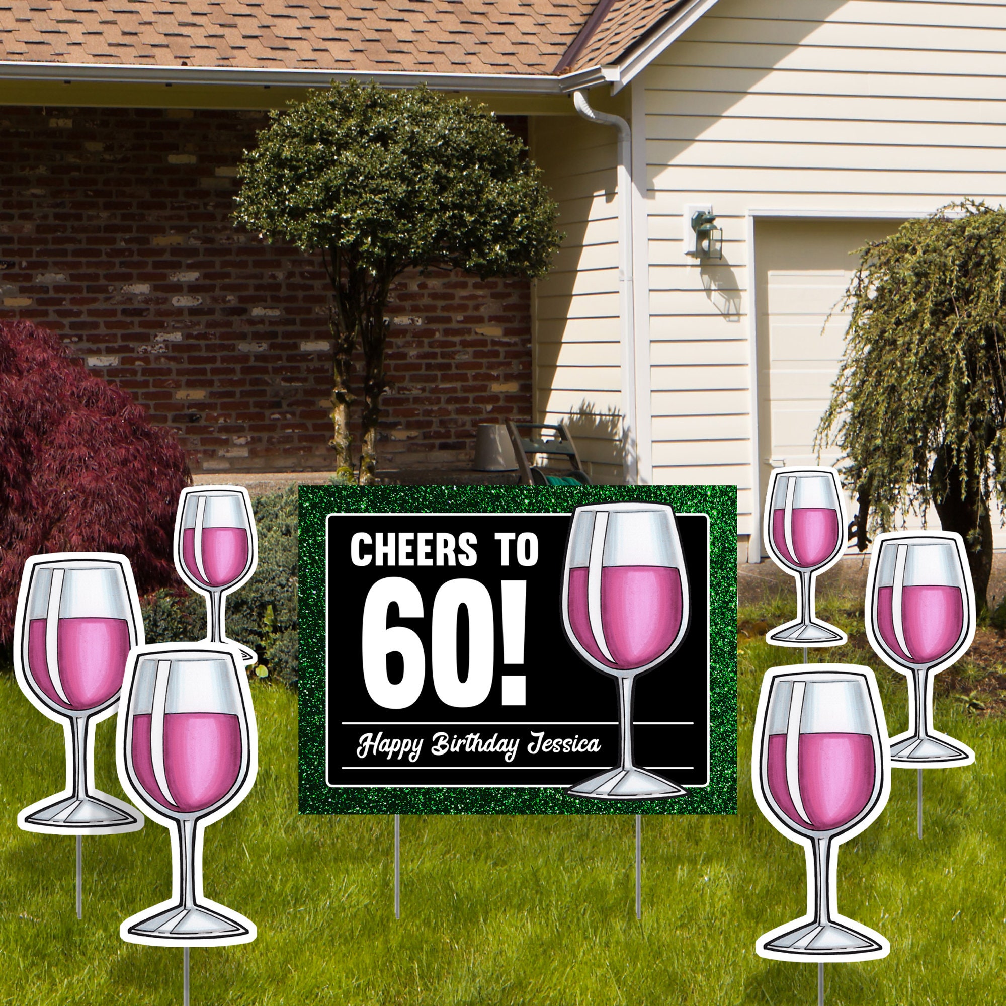 Cheers 60th Birthday Yard Card Sign, Custom Lawn Signs, Outdoor Party ...