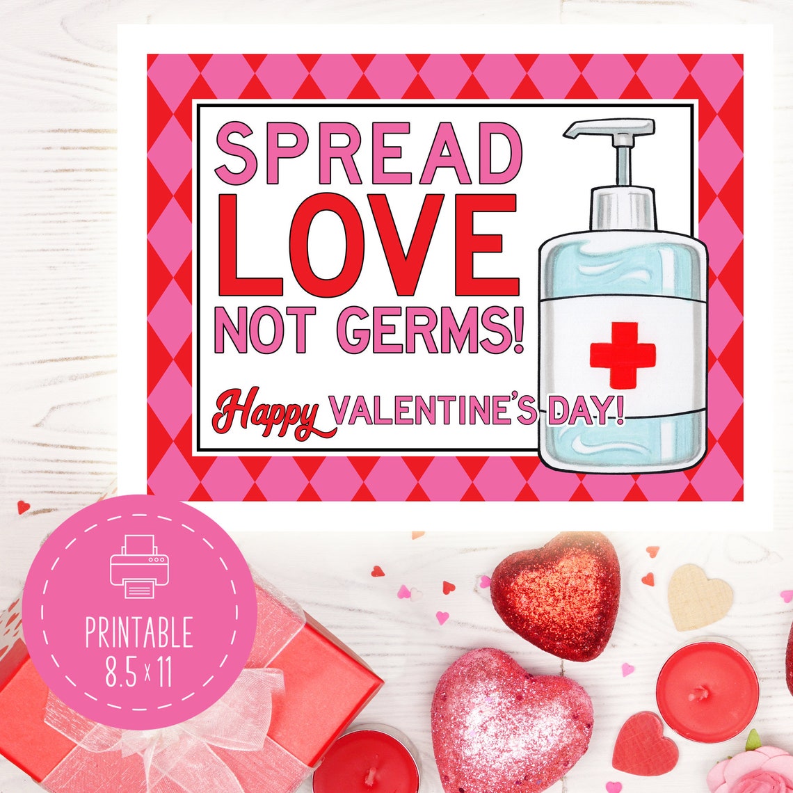Spread Love Not Germs Valentine's Day Sign Instant - Etsy