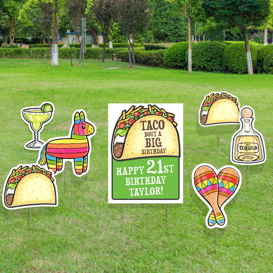 Tacos & Tequila Birthday Yard Sign Custom Lawn Signs Outdoor - Etsy