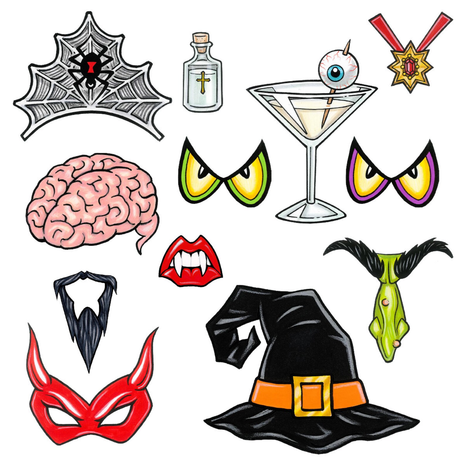 Mega Set of 40 Halloween Photo Booth Props Instant Download Free Photo ...