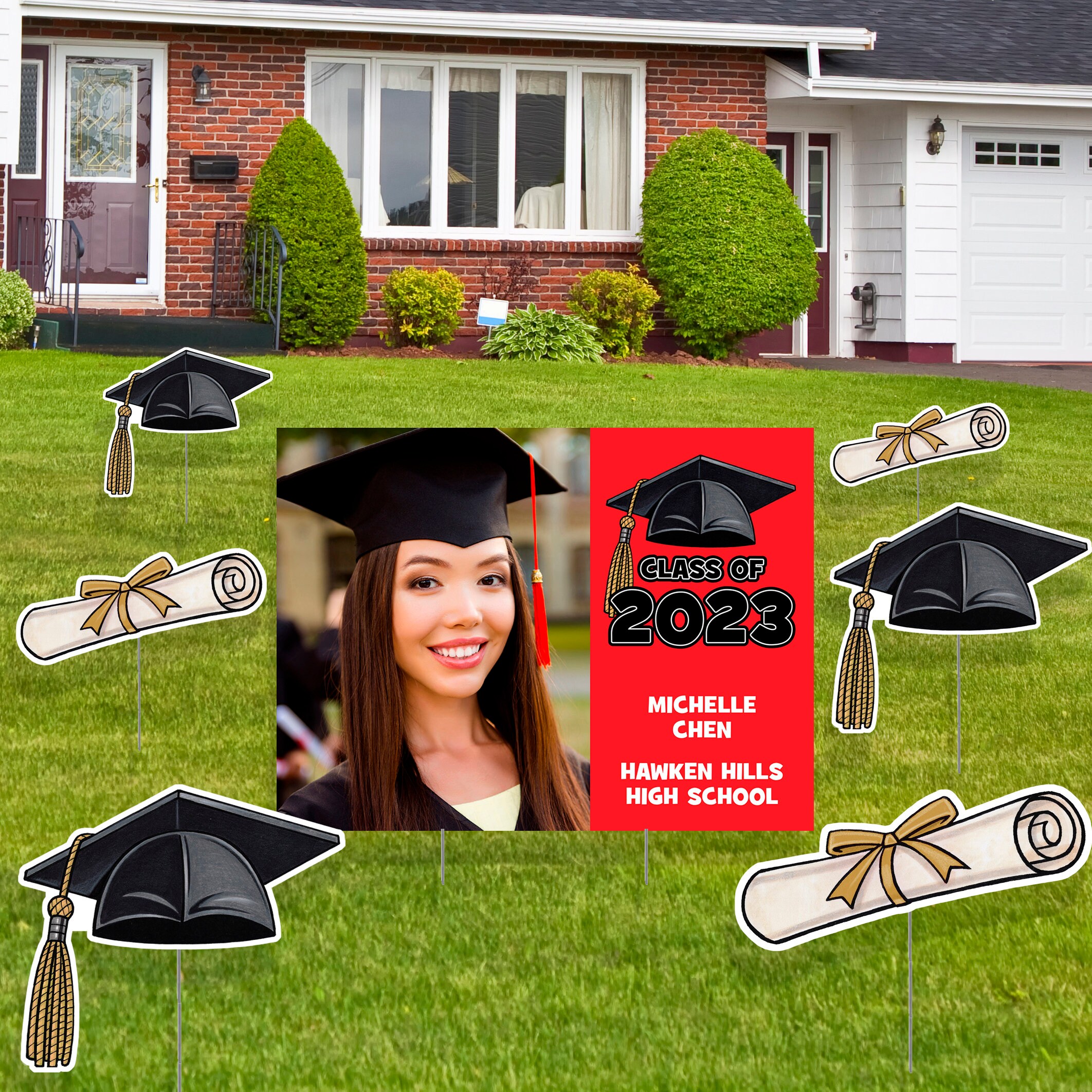 Graduation Photo Yard Card Sign, Choose Color 2023 Graduation Lawn Sign ...