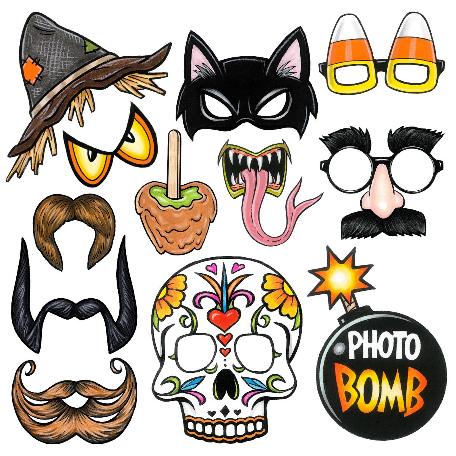 Mega Set of 40 Halloween Photo Booth Props Instant Download - Etsy