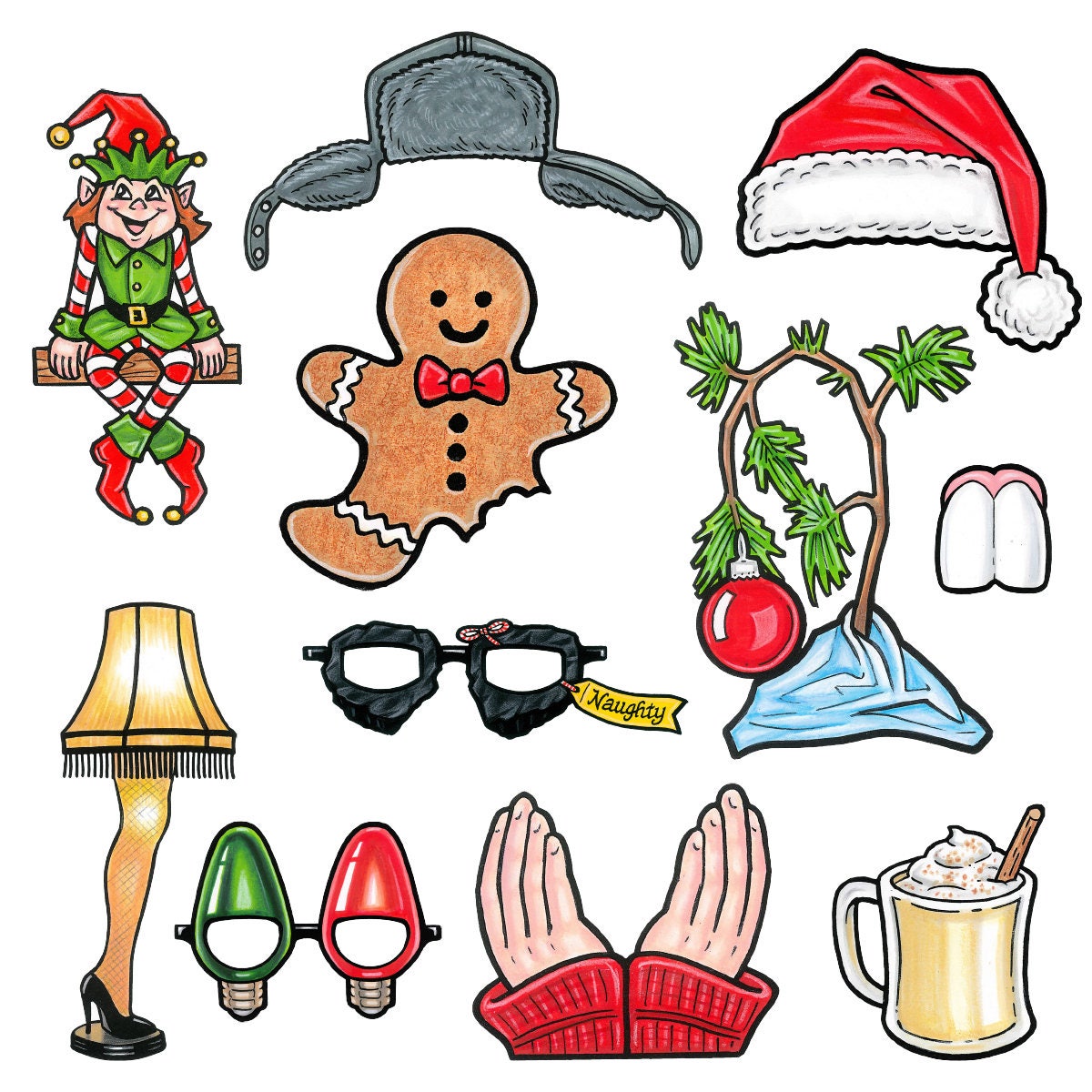 14 Fun Christmas Kitschy Party Photo Booth Props Instant - Etsy