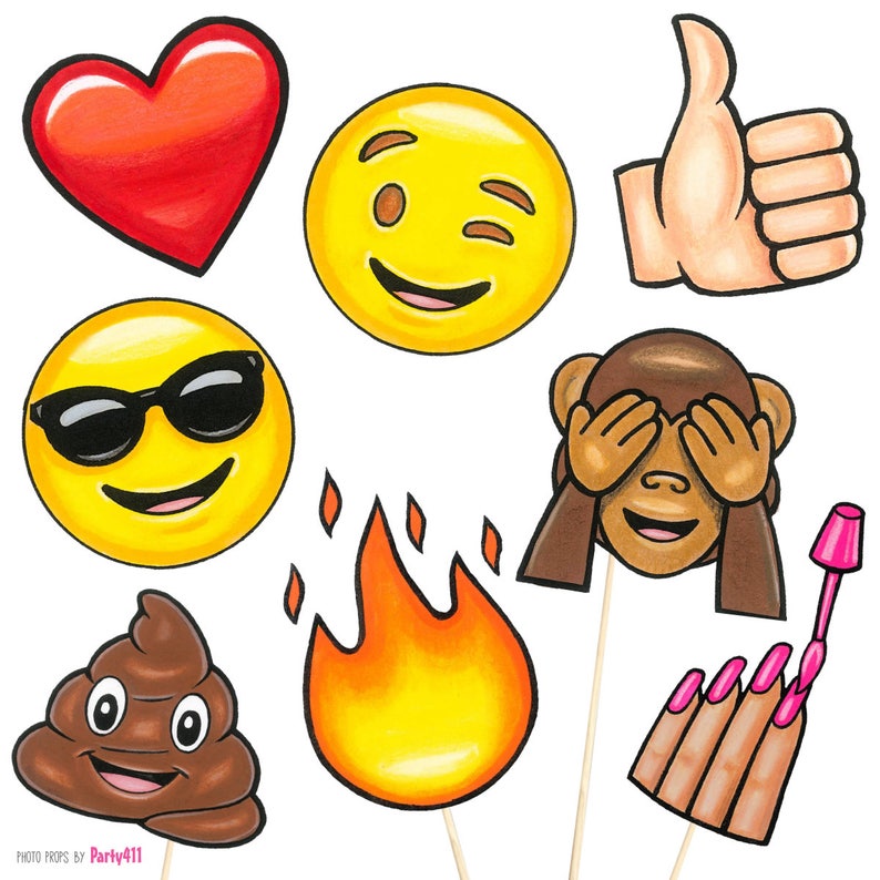 15 Emoji Photo Booth Props Instant Download Free Photo - Etsy