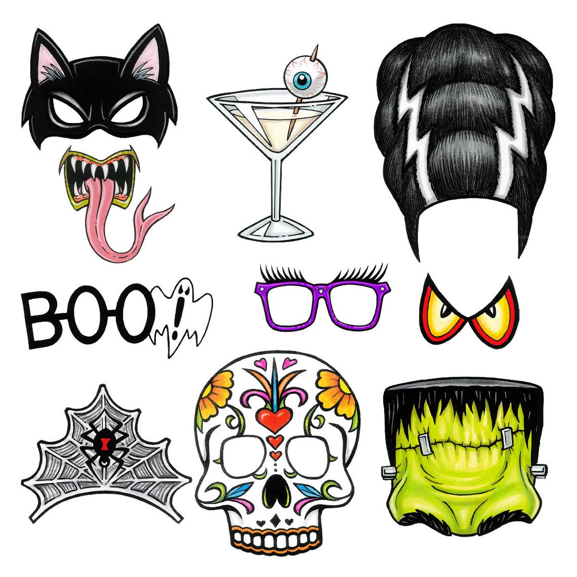 25 Scary Halloween Photo Booth Props Instant Download Free | Etsy