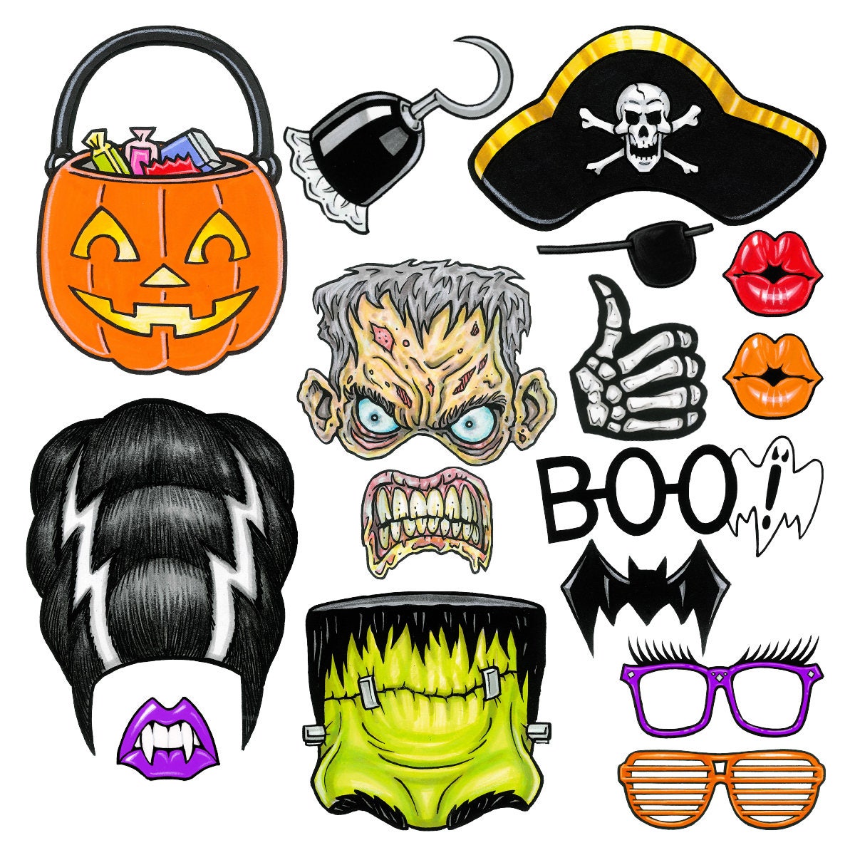 Mega Set of 40 Halloween Photo Booth Props Instant Download Free Photo ...