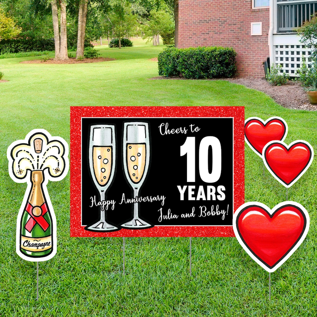 Custom Anniversary Yard Sign, Personalized Lawn Signs, Outdoor Wedding ...