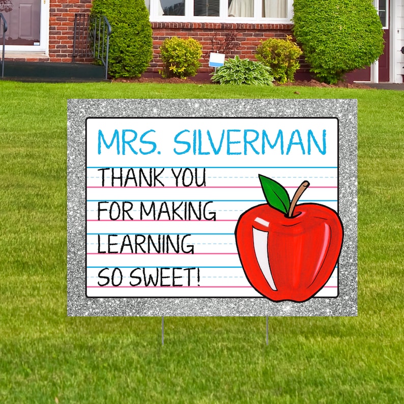 Thank You Teacher Appreciation Yard Card Sign Custom Wording - Etsy