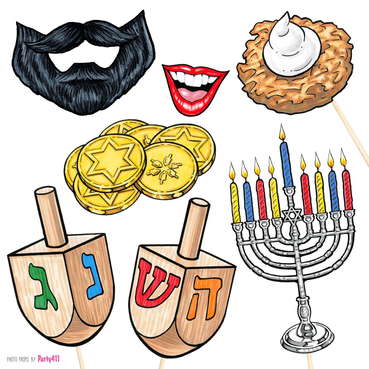14 Chanukah Hanukkah Photo Booth Props Instant Download Free Photo ...