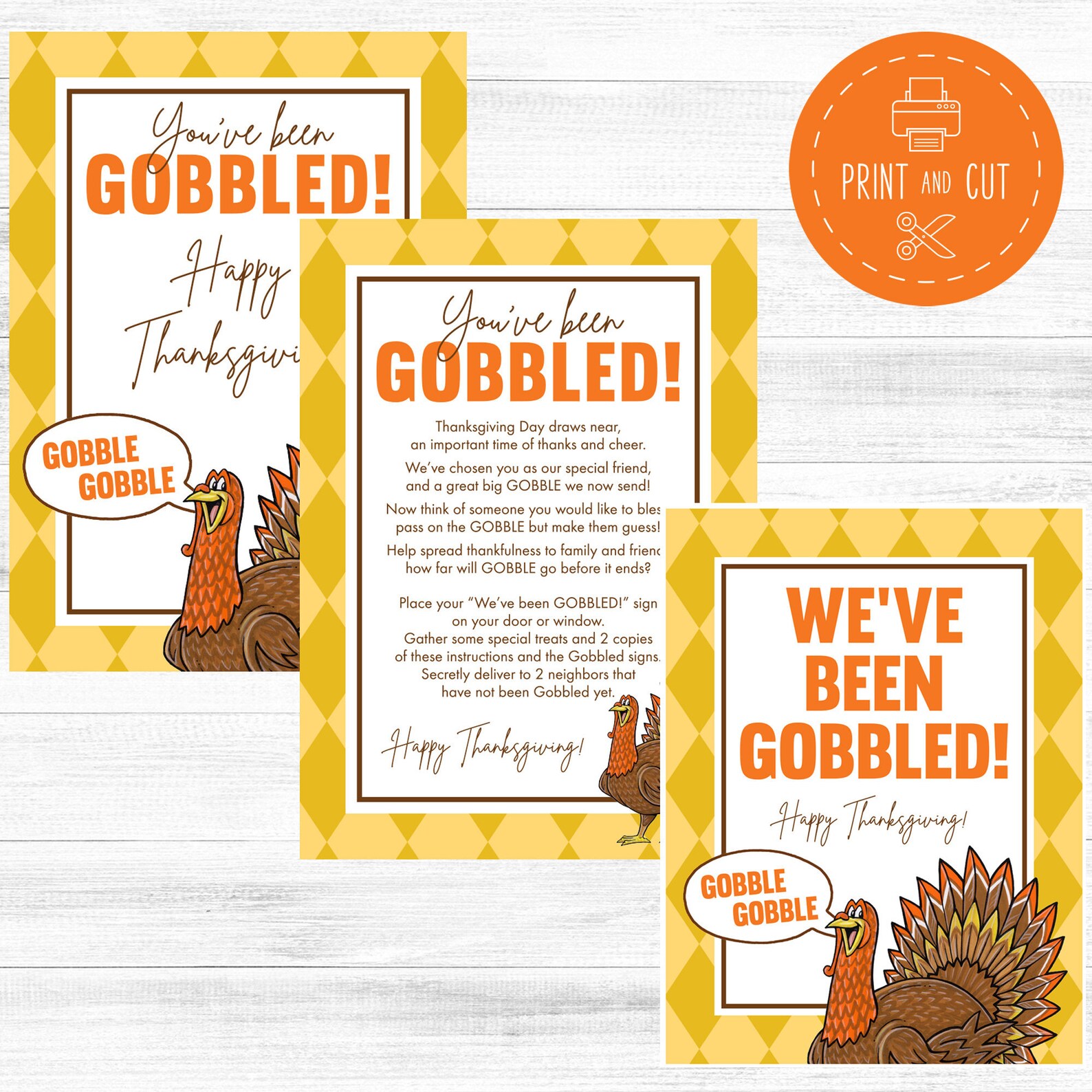 GOBBLED Sign Poem Turkey Gobble Thanksgiving Game Editable Instant ...