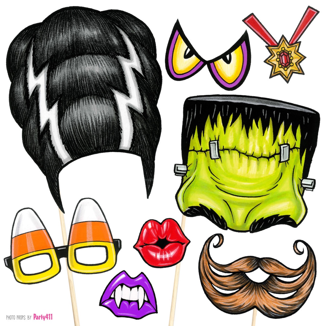 Mega Set of 40 Halloween Photo Booth Props Instant Download Free Photo ...