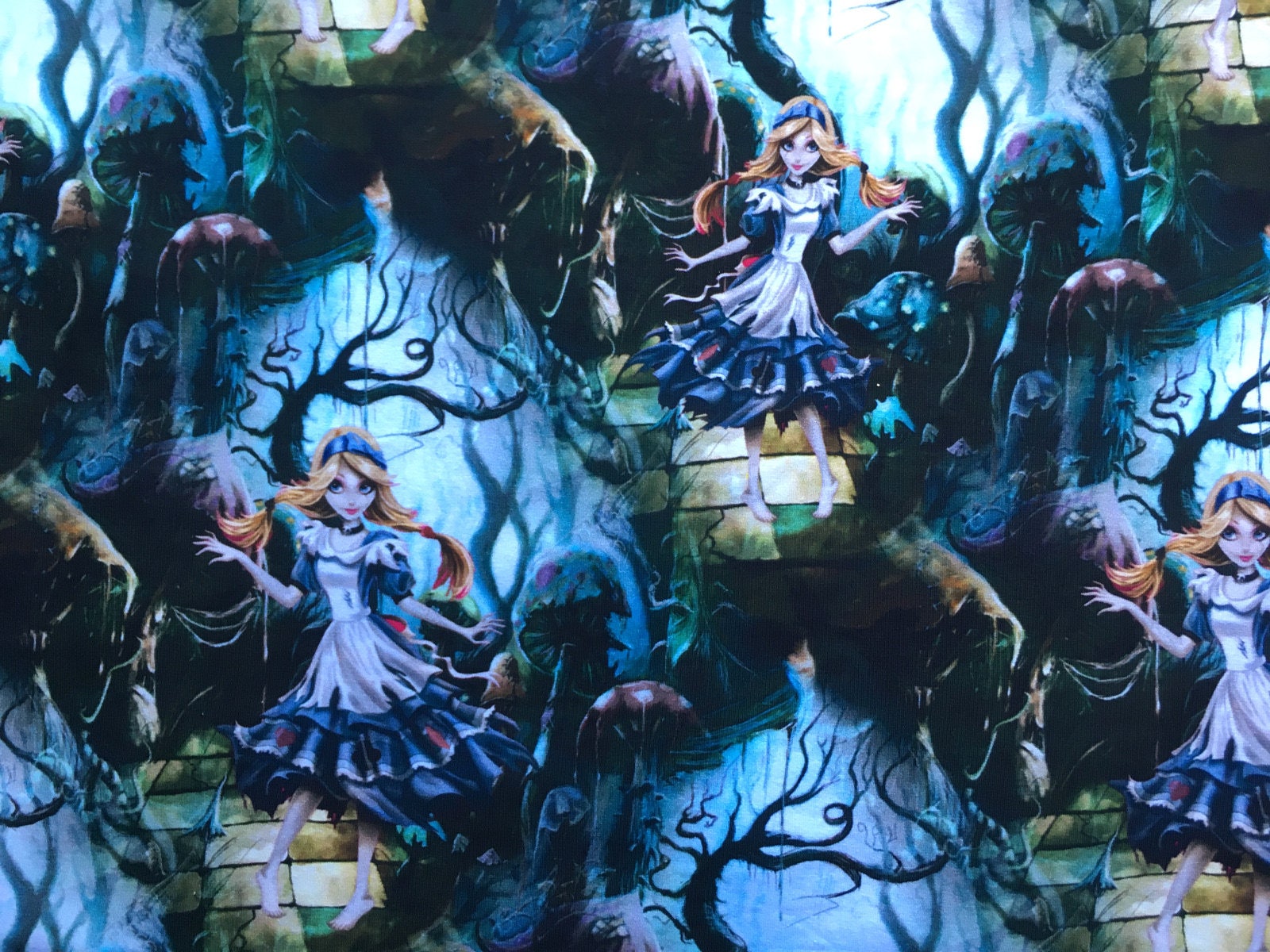Zombie Alice in Wonderland Fabric by the Meter - Etsy