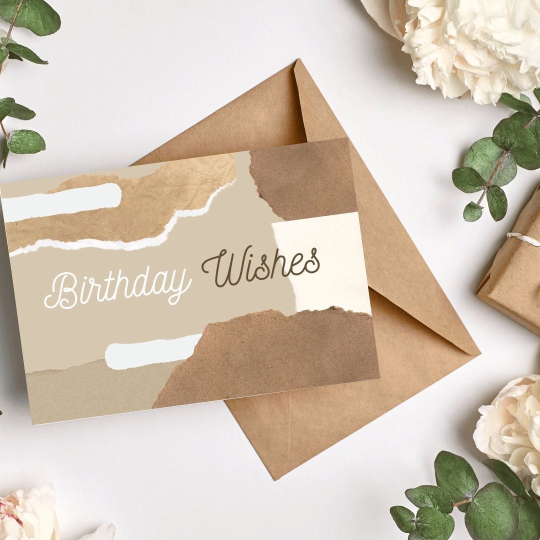 Birthday Wishes Greeting Card Scrapbook Neutral Card - Etsy