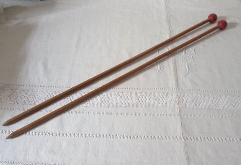 XXL Knitting Needles From the 1960s / Vintage Knitting Needles / Wooden ...