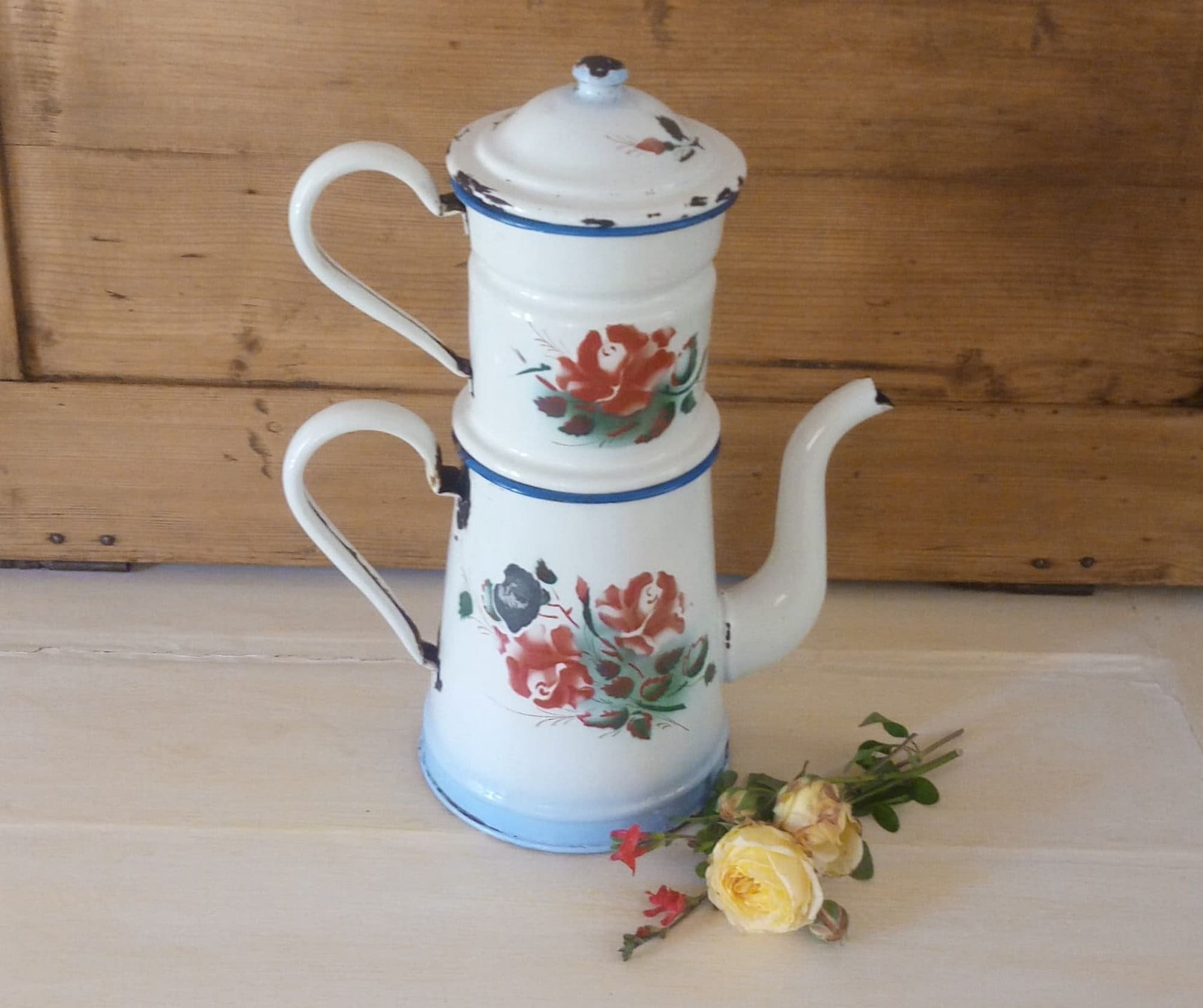 Old Coffee Maker / Old Enamel Coffee Maker / Vintage Coffee Maker ...