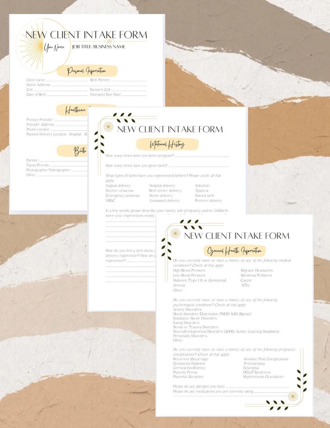Birth Doula Intake Forms - Etsy