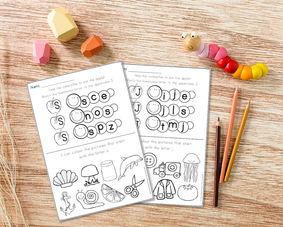 Alphabet Preschool Printable Worksheets ABC Match and Color | Etsy