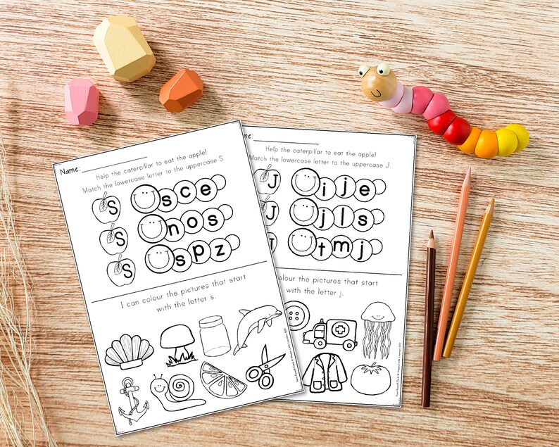 Alphabet Preschool Printable Worksheets ABC Match and Color | Etsy