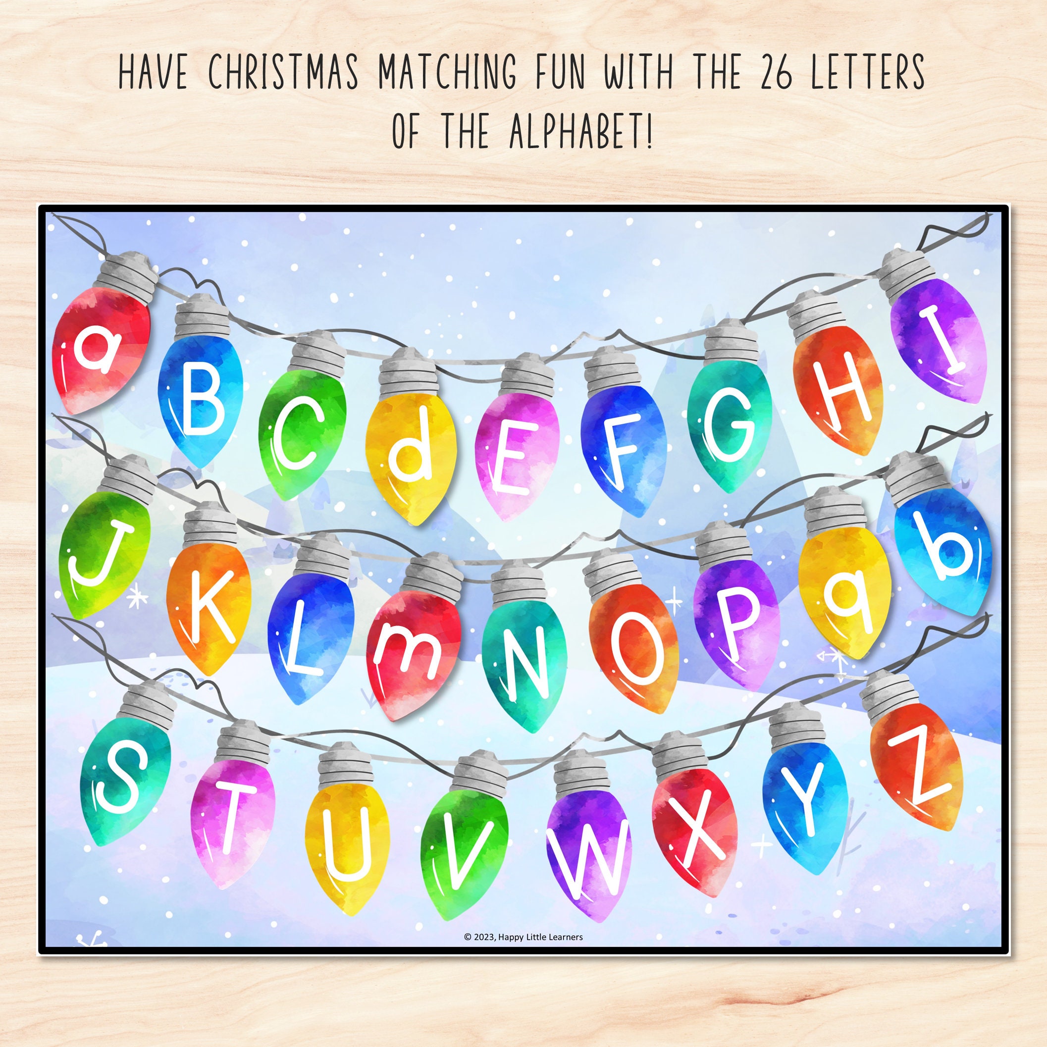 Christmas Lights Alphabet Matching Activity, Holiday Lights ABC ...