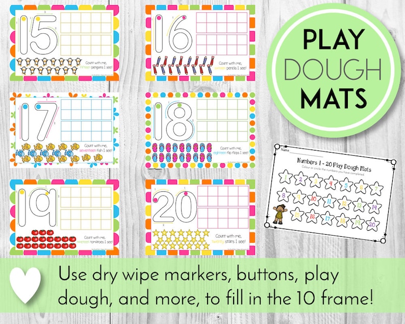 Numbers 1 20 Play Doh Mats Printable Numbers Worksheets | Etsy