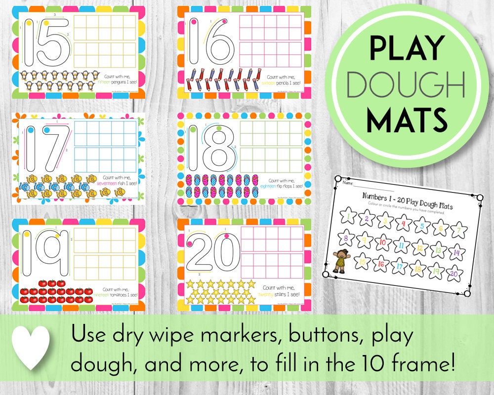 Numbers 1 20 Play Doh Mats, Printable Numbers Worksheets, Preschool ...