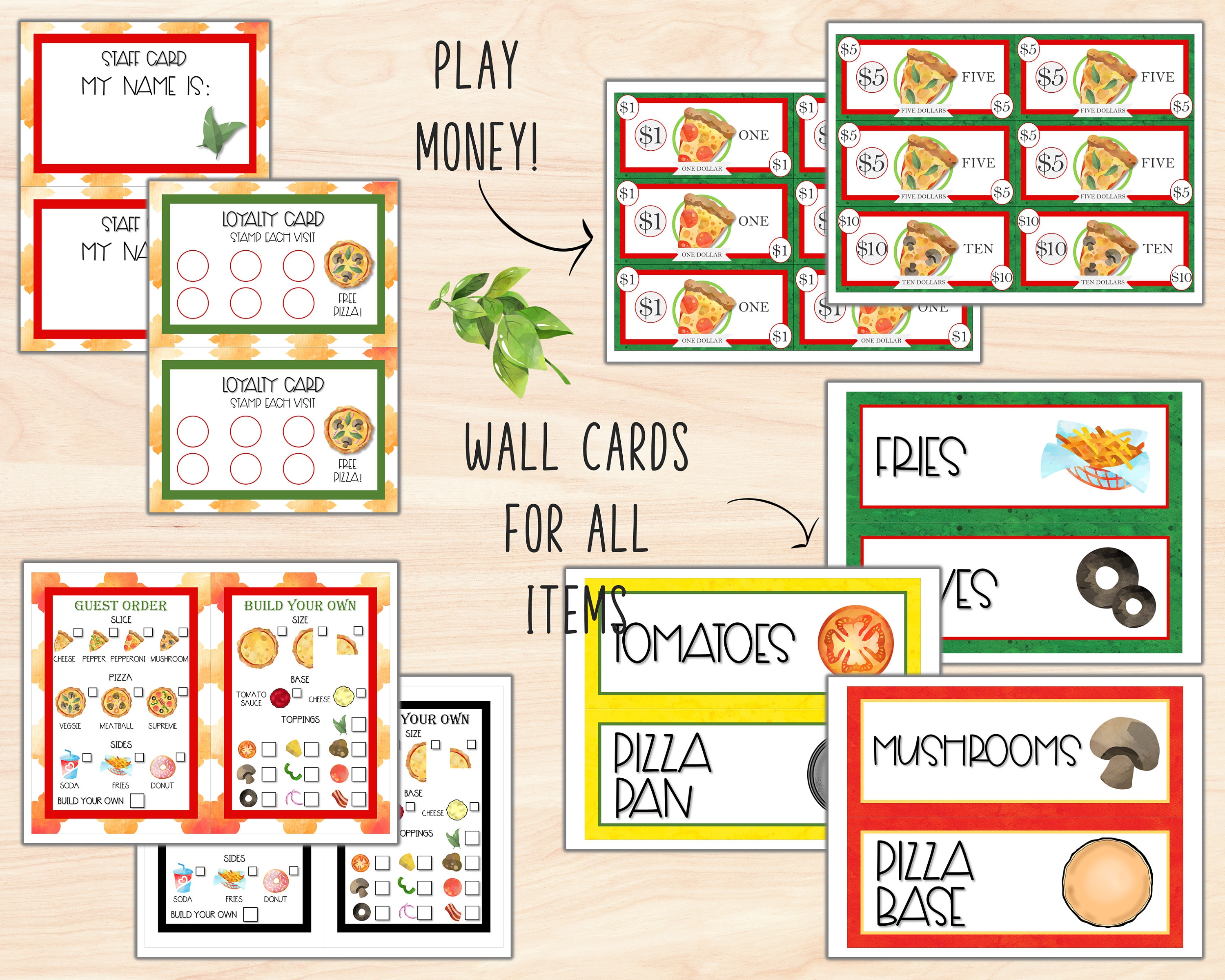 Pizza Parlor Pretend Play, Dramatic Play Printable, Pretend Play Set ...