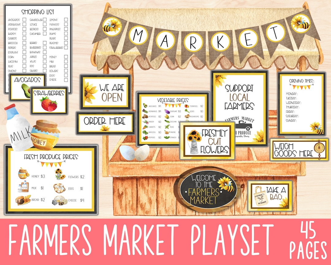 Farmer's Market Dramatic Play, Pretend Play Printable, Farmer's Market ...
