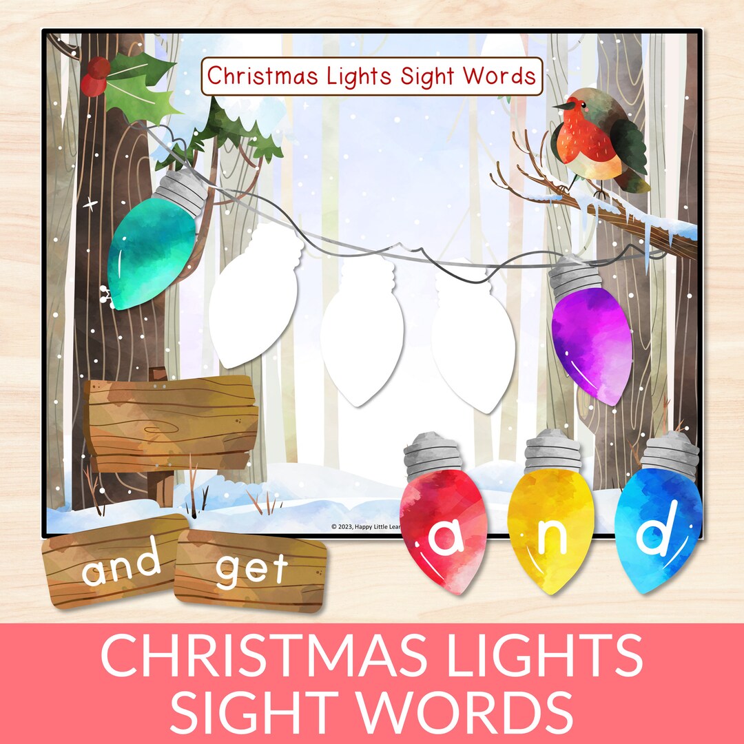 Christmas Lights Sight Word Toddler Activity, Prek Kids Fun Matching ...