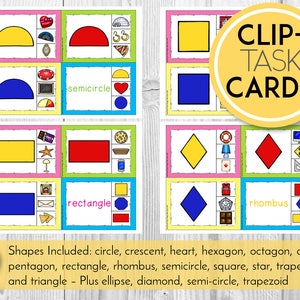 Teaching and Learning Activities. Shapes With Picture Match Clip Cards ...