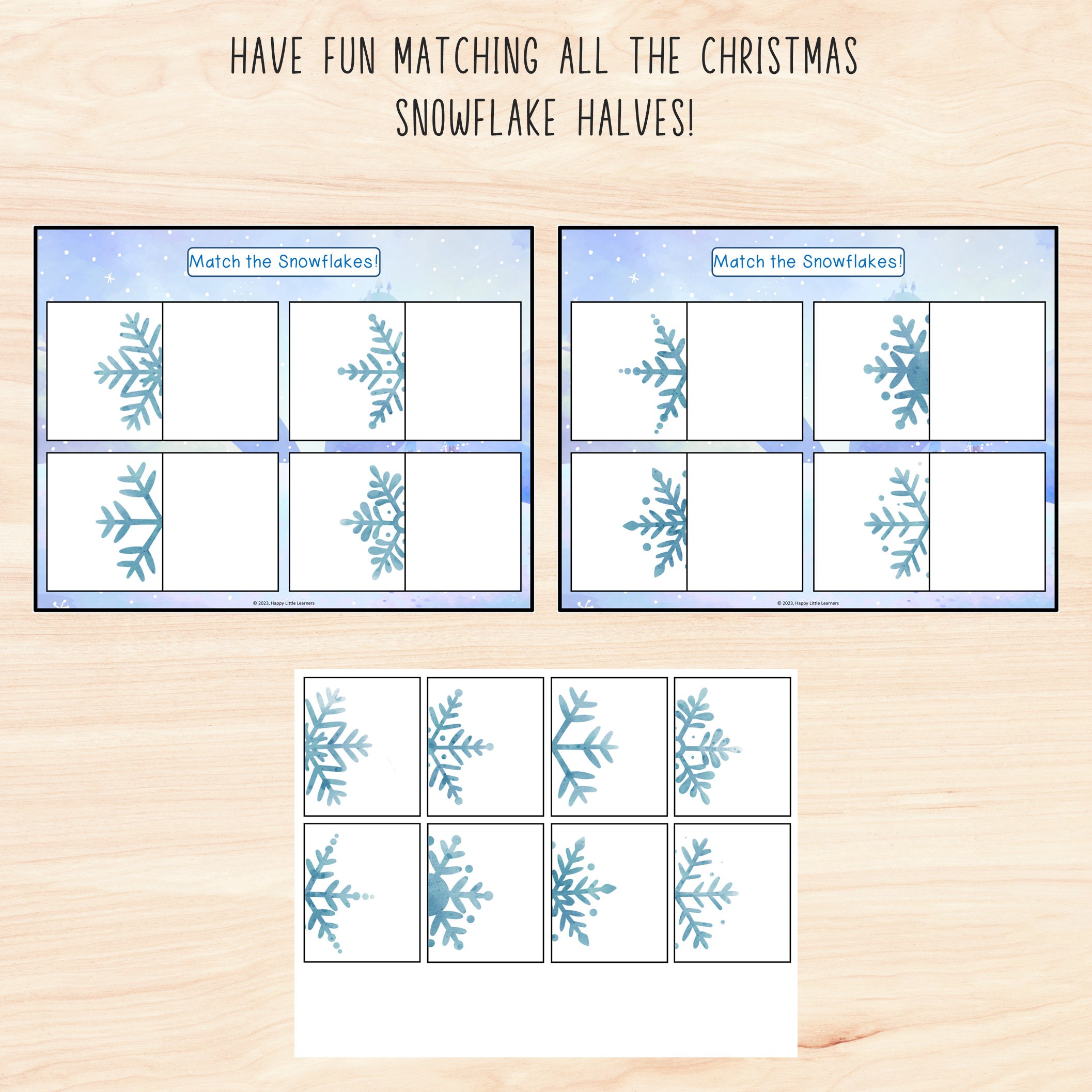 Winter Snowflake Matching Activity, Holiday Snowflake Match, Toddler ...