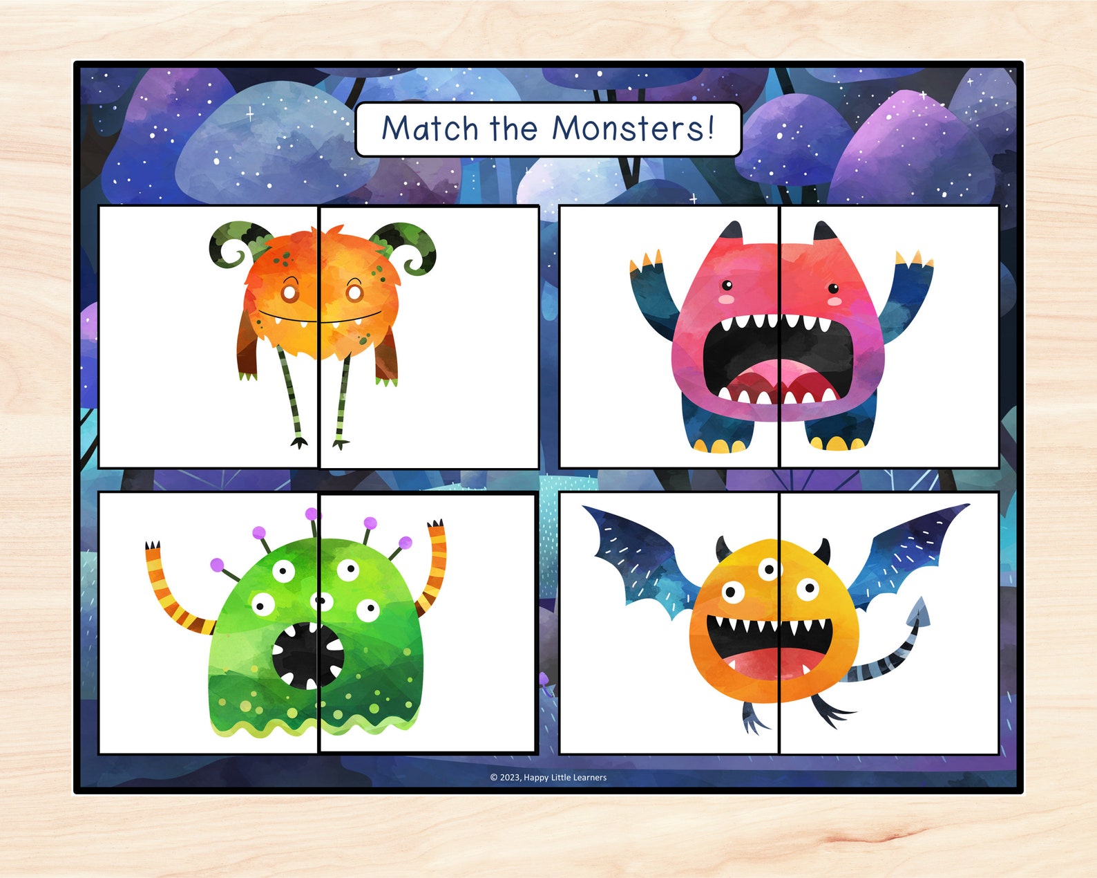 Halloween Matching Monsters Activity, Halloween Toddler Matching Game ...