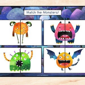 Halloween Matching Monsters Activity, Halloween Toddler Matching Game ...