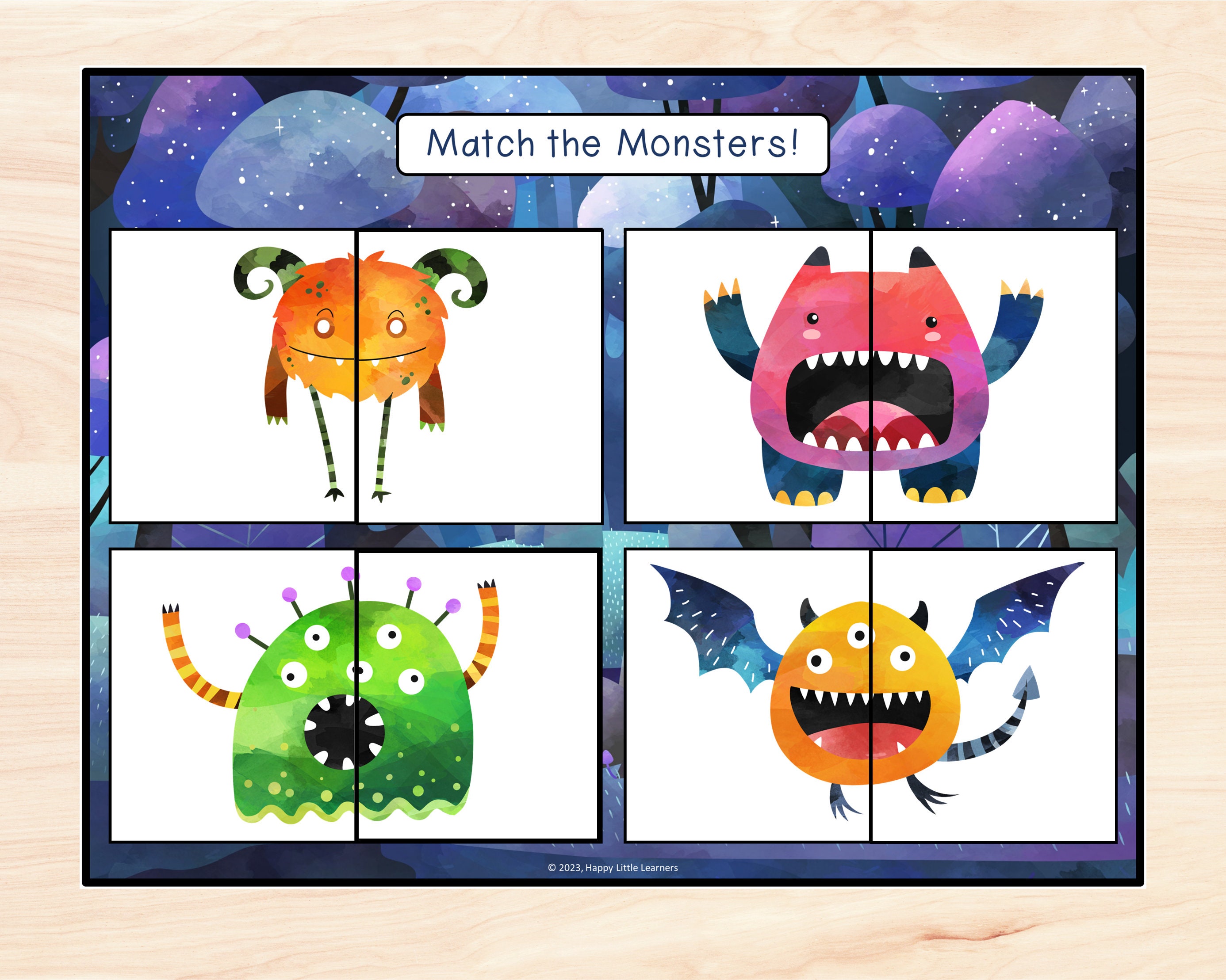 Halloween Matching Monsters Activity, Halloween Toddler Matching Game ...