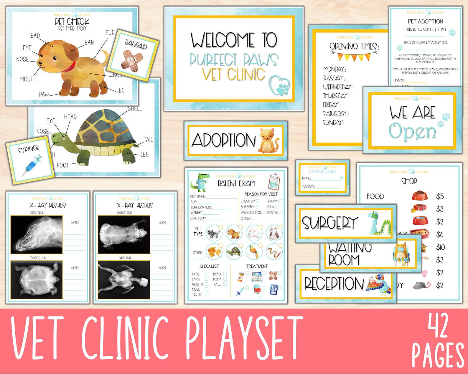 Vet Clinic Dramatic Play, Pretend Play Printable, Pet Play, Animal X ...
