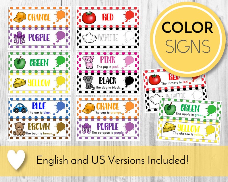 Color Signs Colour Signs Teaching Colors Learning Colours | Etsy