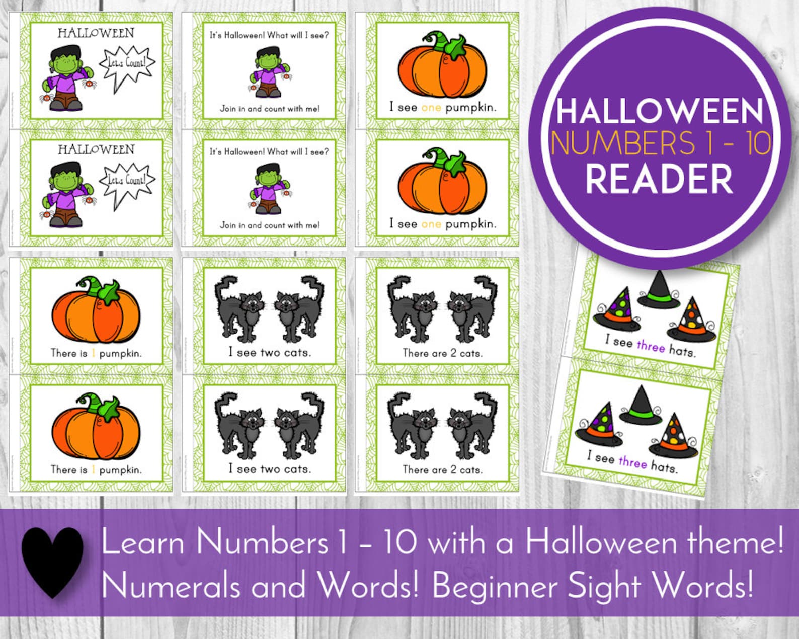 Halloween Emergent Reader, Numbers Book, Numbers 1 - 10, Learning ...