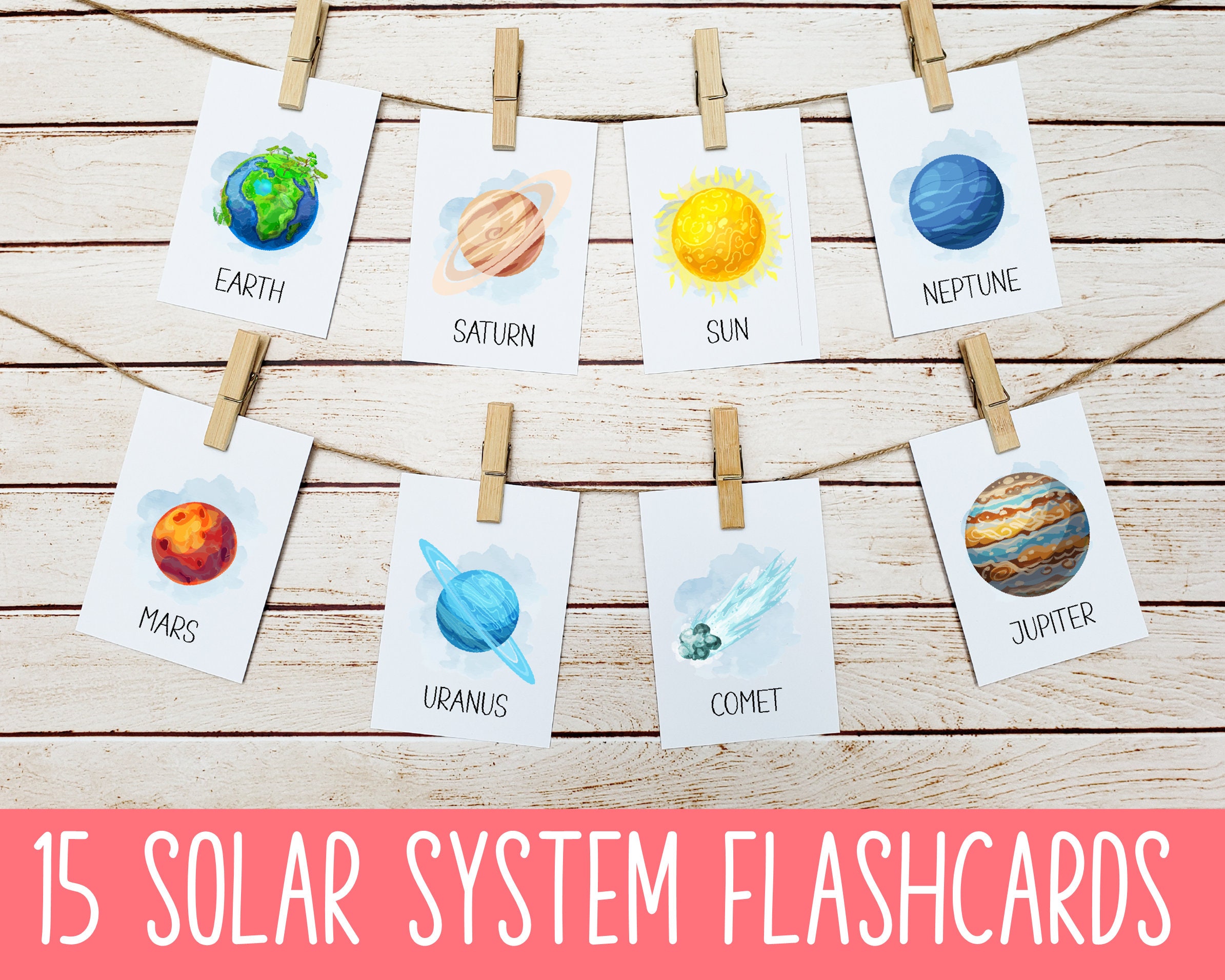 Solar System Planet Flashcards Preschool Printables - Etsy
