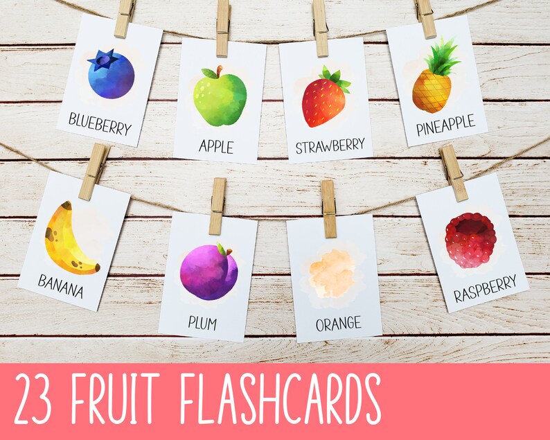 Fruit Flashcards Preschool Printables Montessori Cards - Etsy