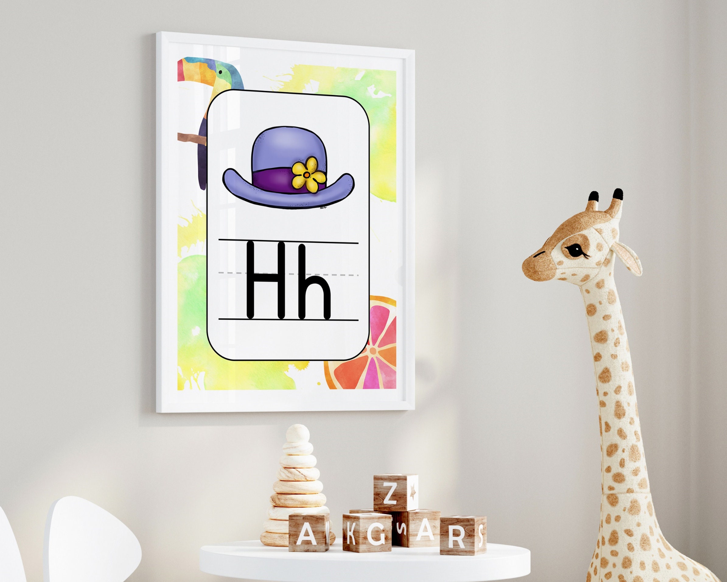 Alphabet Preschool Printable Posters, Learning the Alphabet Watercolor ...
