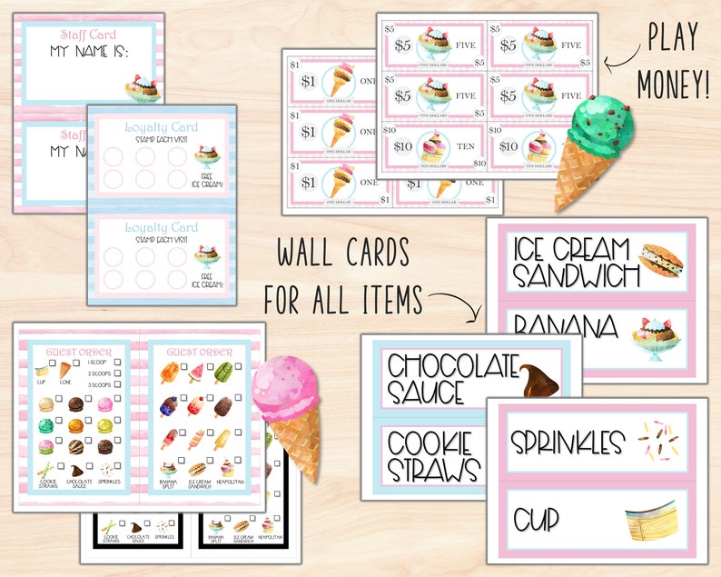 Dramatic Play Printable Ice Cream Parlor, Pretend Play Set, Imaginative ...