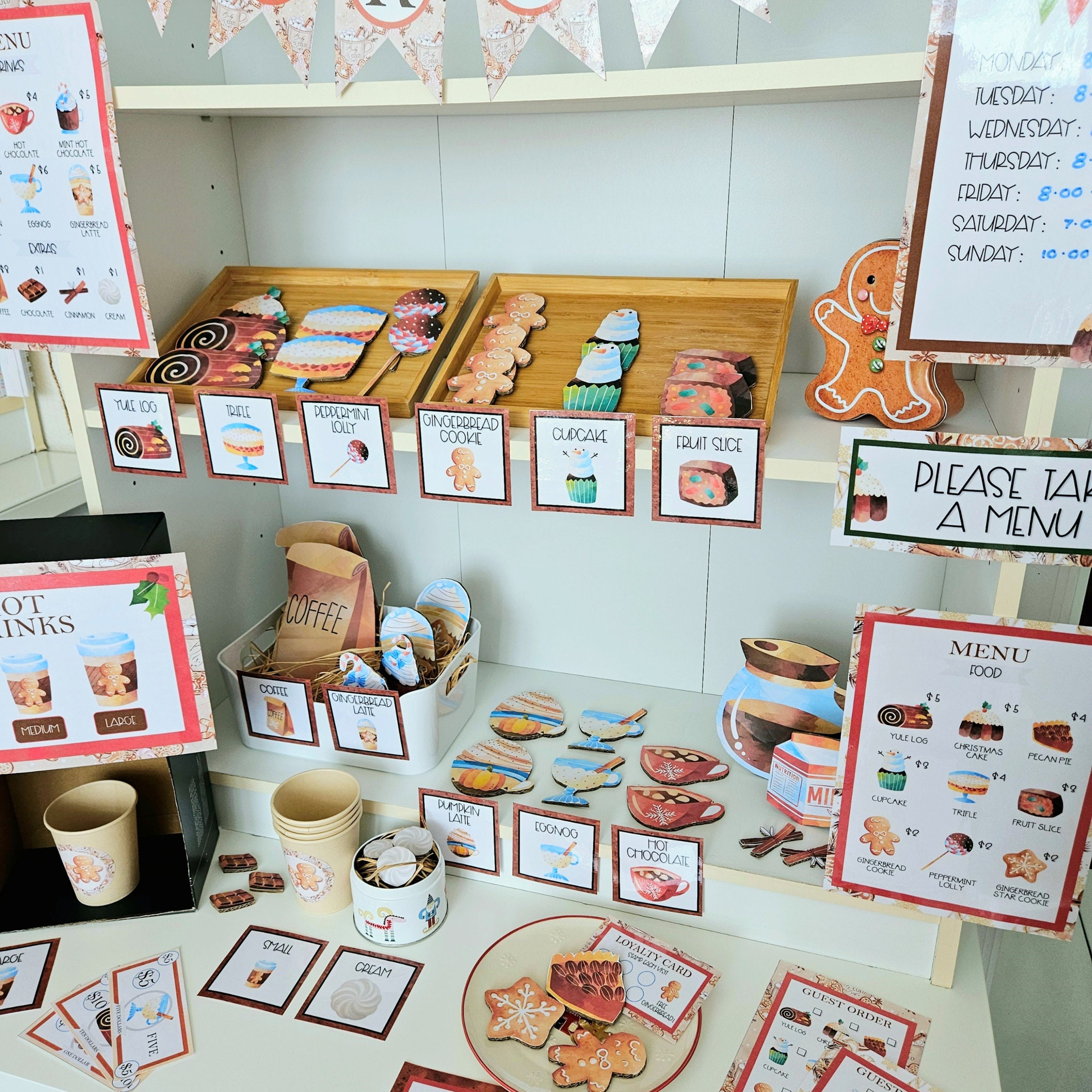 Christmas Gingerbread Bakery Dramatic Play, Printable Pretend Playset ...