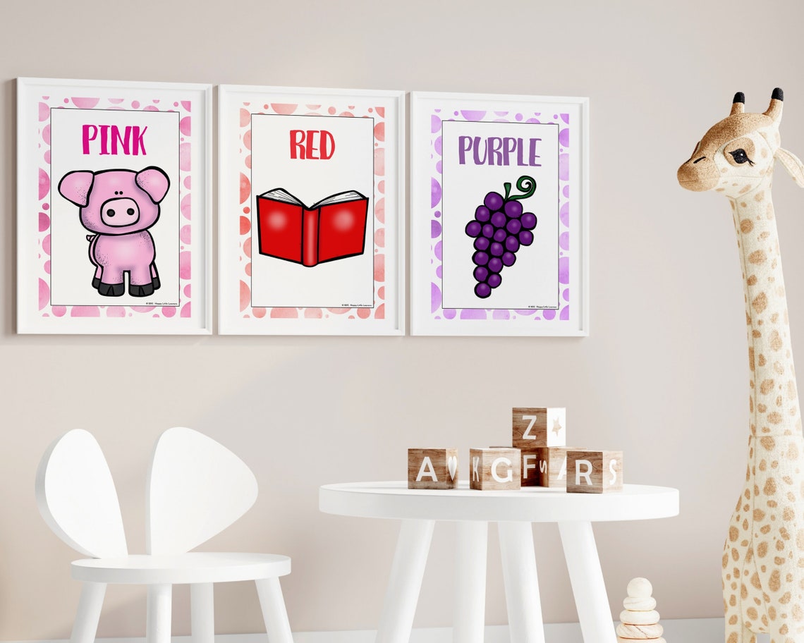 Watercolor Preschool Printable Classroom Color Posters, Kindergarten ...