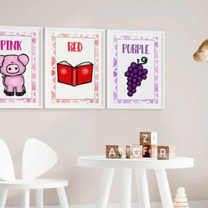 Watercolor Preschool Printable Classroom Color Posters, Kindergarten ...