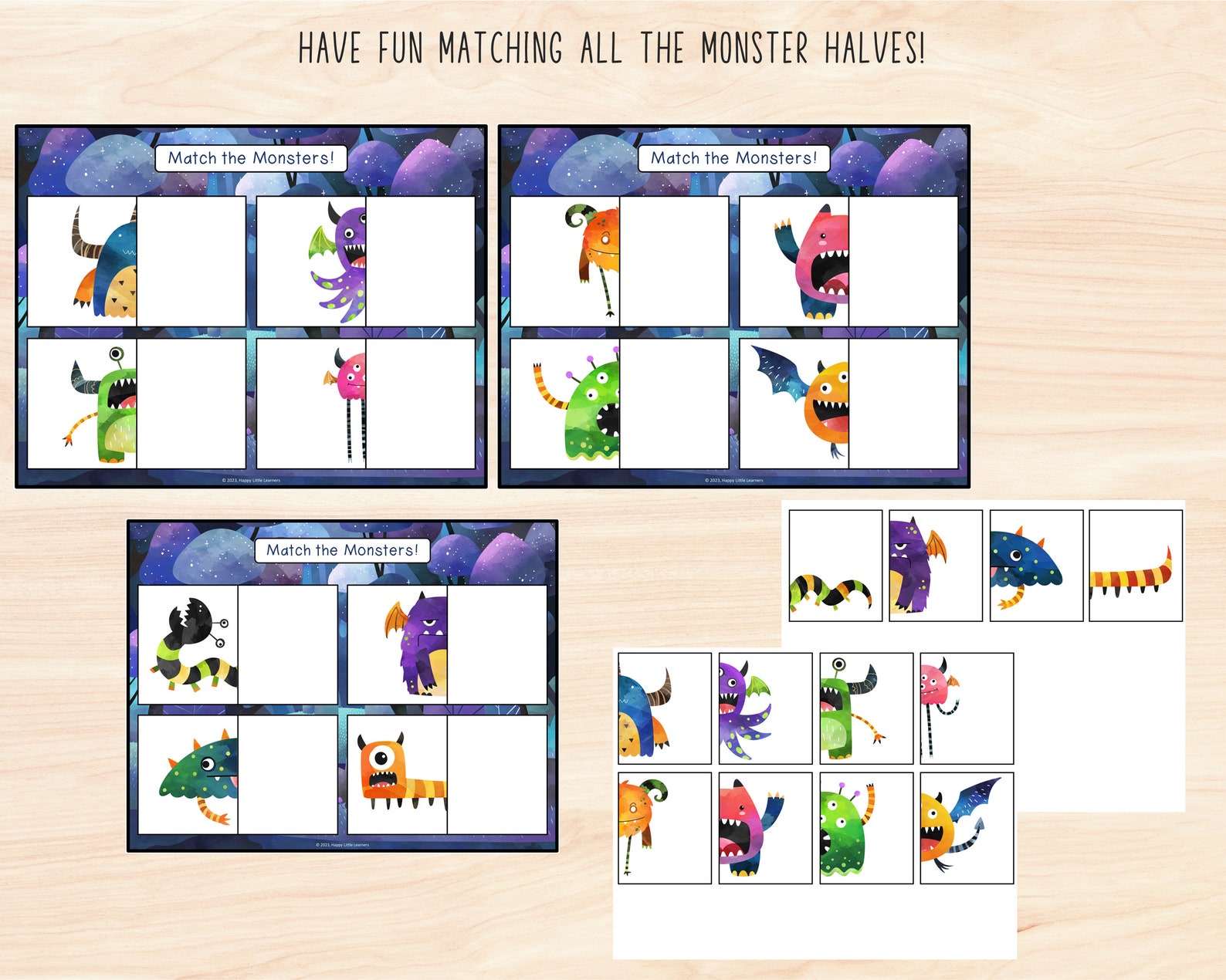 Halloween Matching Monsters Activity, Halloween Toddler Matching Game ...