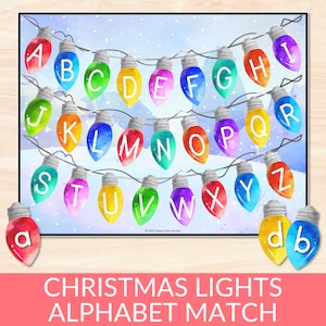 Christmas Lights Alphabet Matching Activity, Holiday Lights ABC ...