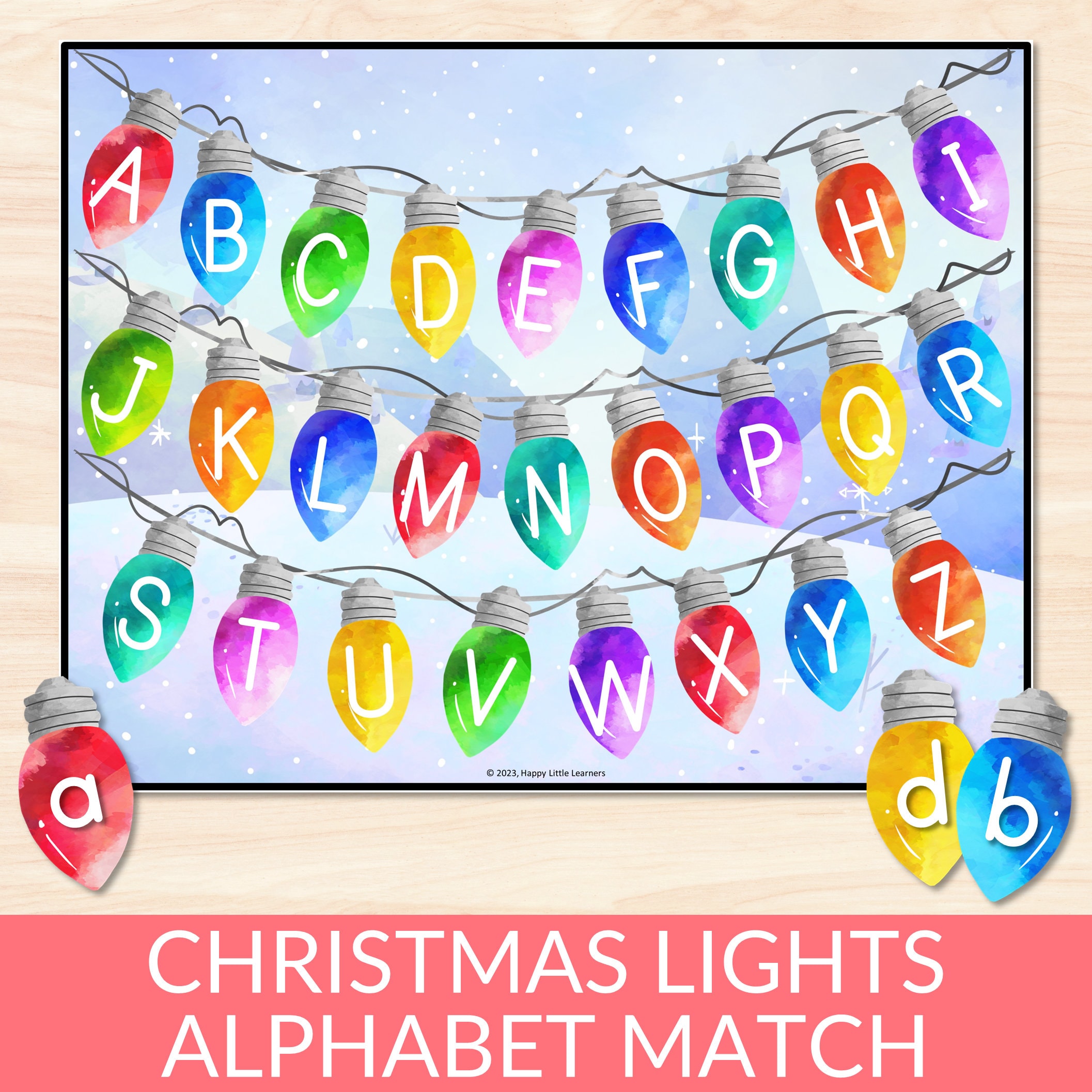 Christmas Lights Alphabet Matching Activity, Holiday Lights ABC ...