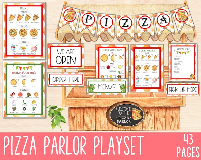 Pretend Play Pizza Menu Set, Pizza Restaurant Play, Pizza Pretend Play ...