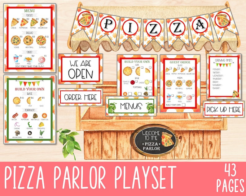 Pizza Parlor Pretend Play, Dramatic Play Printable, Pretend Play Set ...