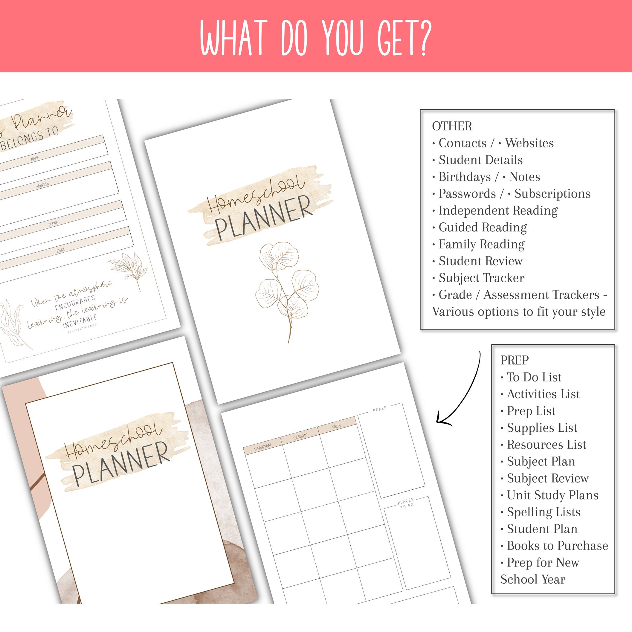 Boho Printable Homeschool Planner, Homeschool Organizer, Academic ...